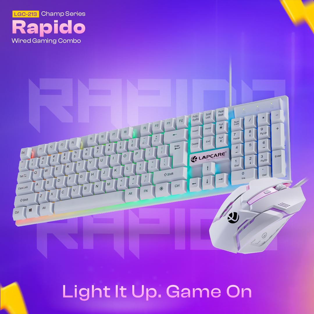 LAPCARE RAPIDO Wired Gaming Keyboard and Mouse Combo with RGB Lighting ...